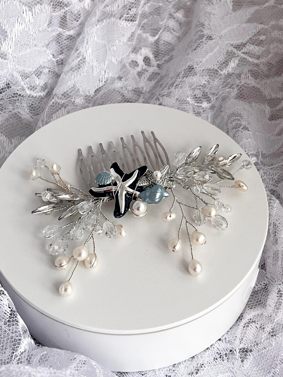 Beach Wedding Turquoise Starfish, Sea Shell Hair Piece Nautical Bridal ...