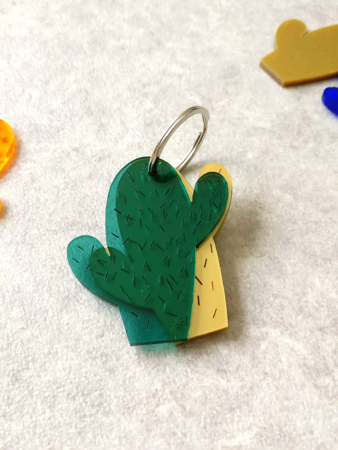Cactus Keychain or Bag Ornament Colorful Perspex Laser Cut Key Fob Key ...
