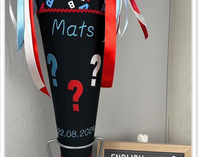 Drei Fragezeichen Schultüte, Zuckertüte 70cm Stoff, Name inklusive ...