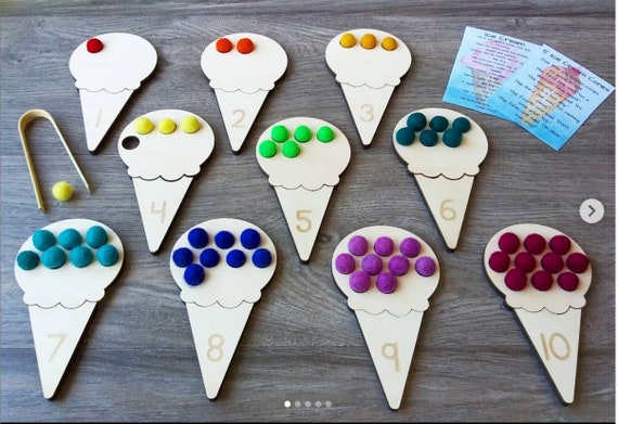 Conteo de helados Matemáticas Montessori Preescolar | Etsy