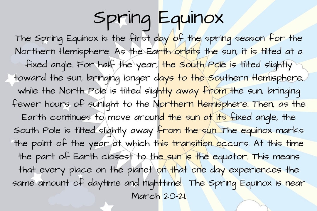 Spring Equinox Seasons Spring Science - Etsy