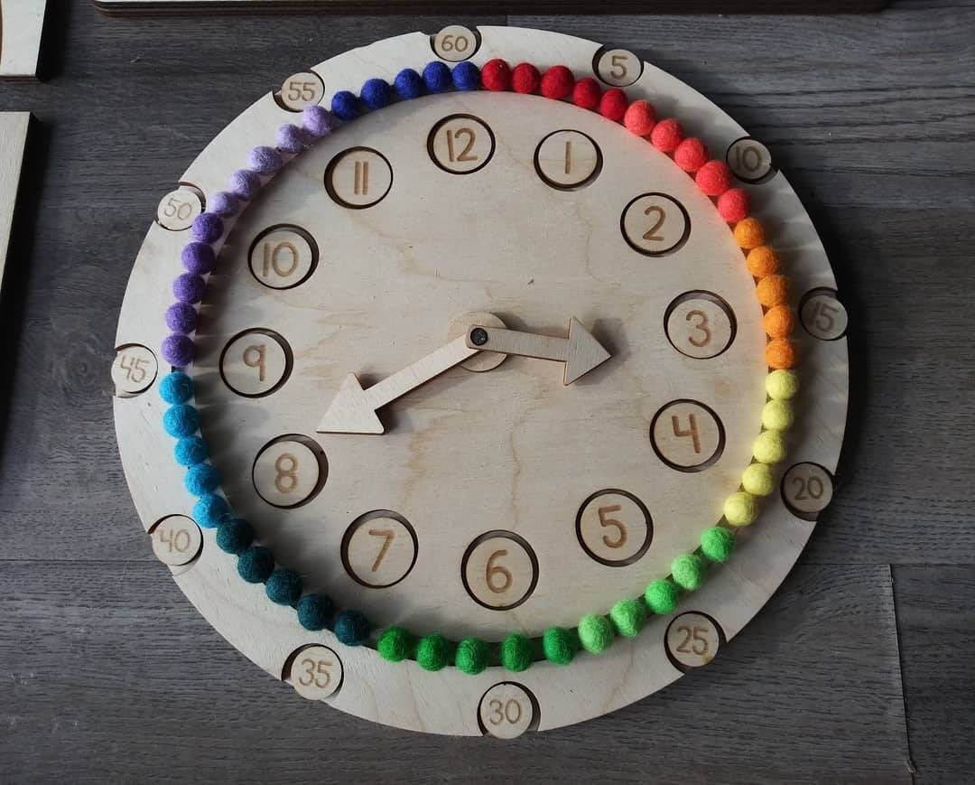 Montessori Clock Telling Time Analog Clock Homeschooling | Etsy