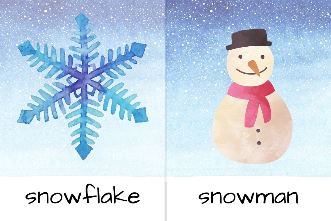 Winter Word Wall Word Winter 3 Part Cards Winter Montessori - Etsy