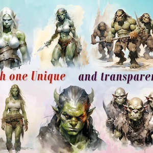 Orc Water Color Clipart: Printable Dungeons and Dragons Dnd RPG Game ...
