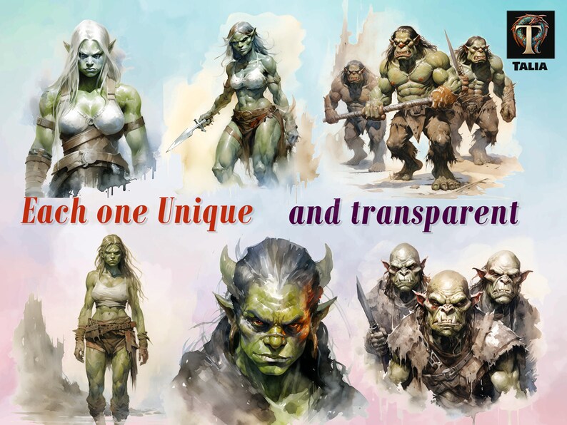Orc Water Color Clipart: Printable Dungeons and Dragons Dnd RPG Game ...