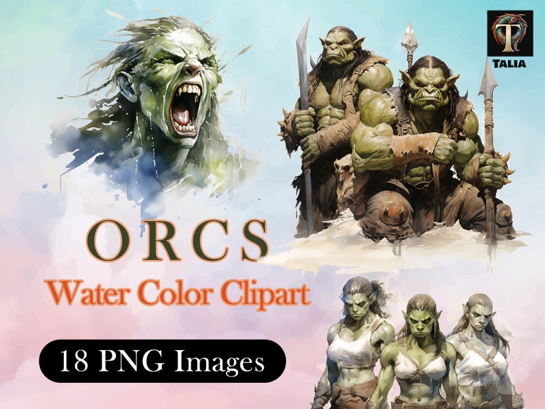 Orc Water Color Clipart: Printable Dungeons and Dragons Dnd RPG Game ...