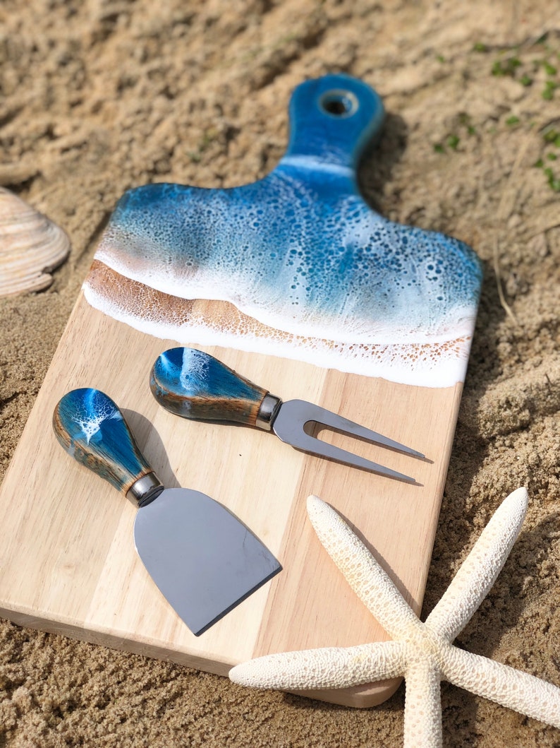Ocean Resin Paddle Serving Board / Beach Serving Board / Ocean - Etsy