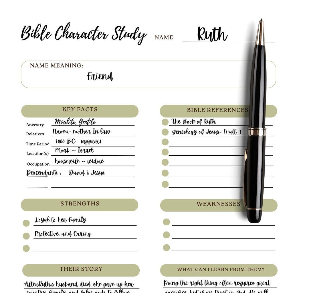 Bible Character Study Worksheet - Note-taking, Biblical Characters ...