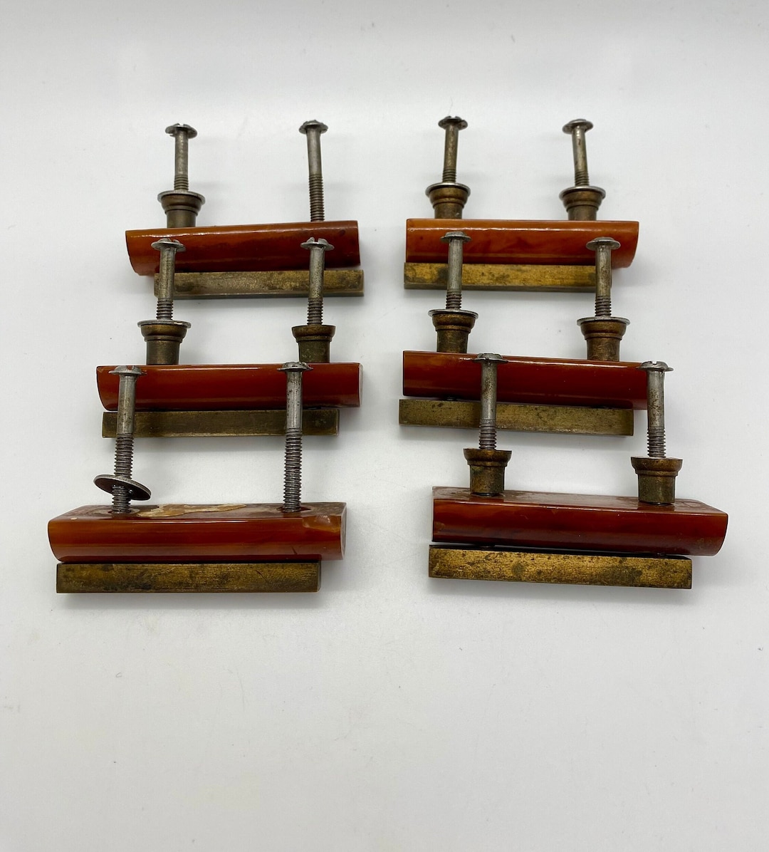 6 Vintage Bakelite Drawer Pulls Handles Butterscotch Catalin Art Deco ...