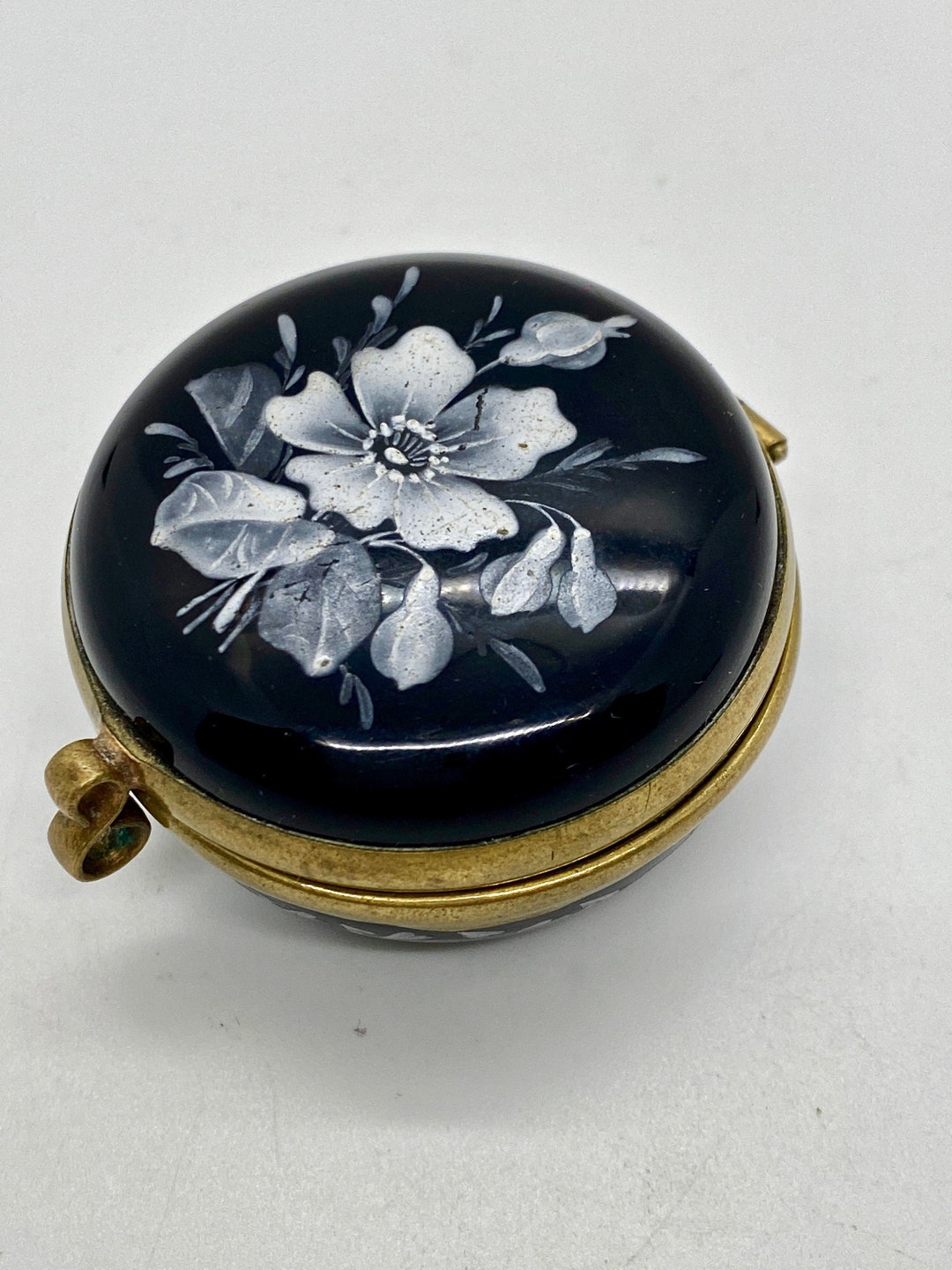 Antique Amethyst Glass Box Patch Snuff Pill Moser Trinket Bohemian ...