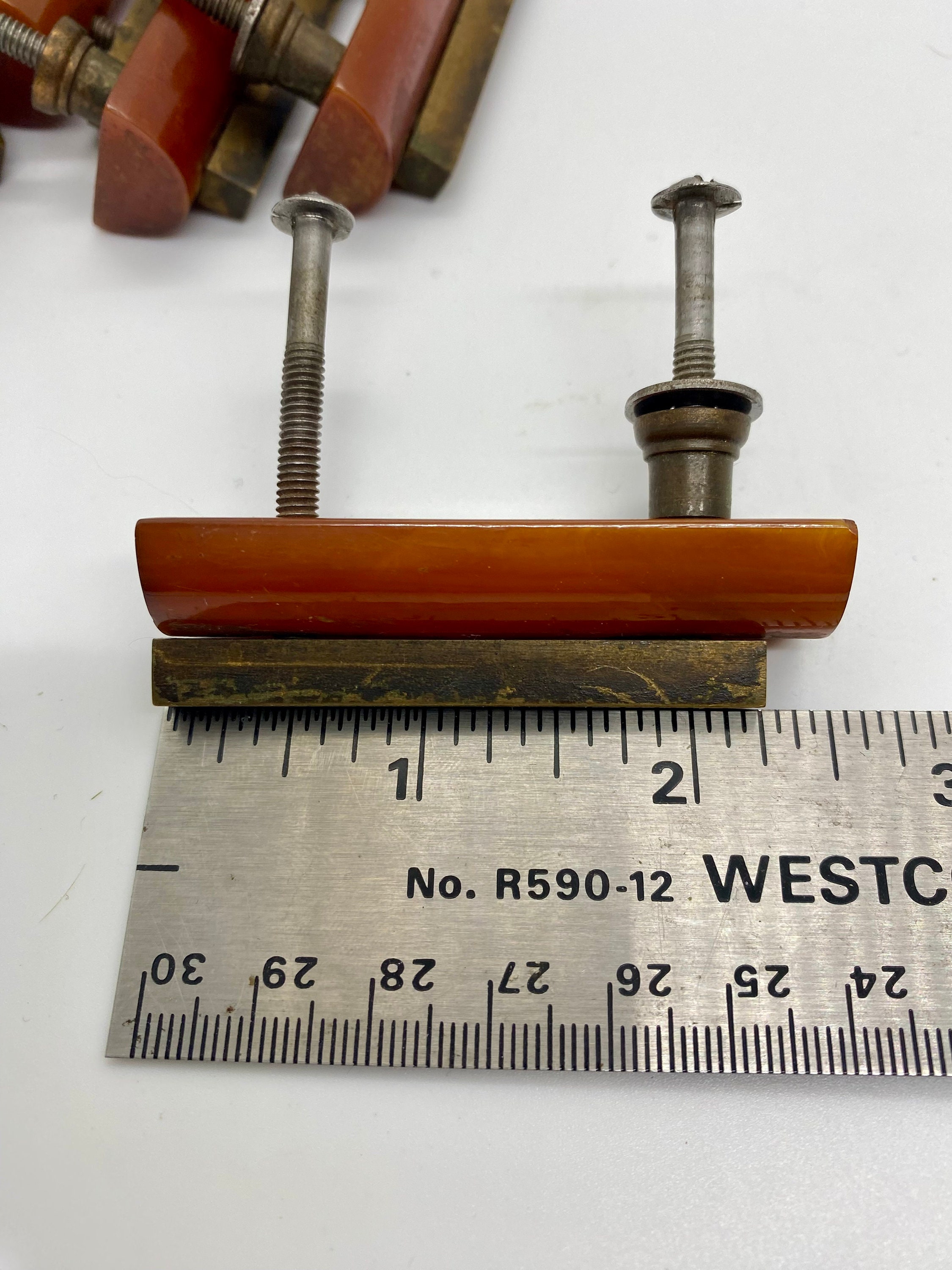 6 Vintage Bakelite Brass Drawer Pulls Handles Butterscotch Catalin Art ...