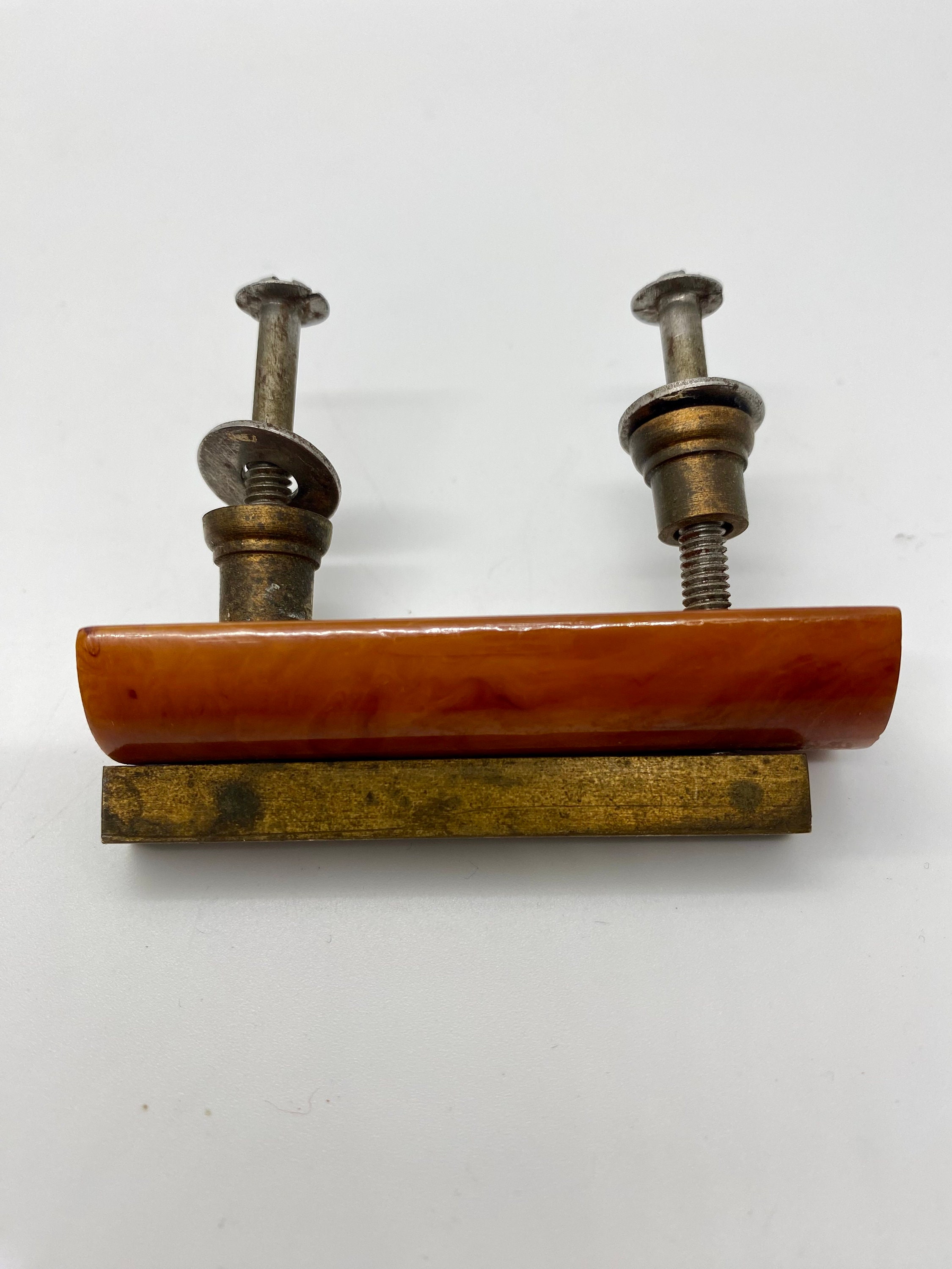 6 Vintage Bakelite Brass Drawer Pulls Handles Butterscotch Catalin Art ...