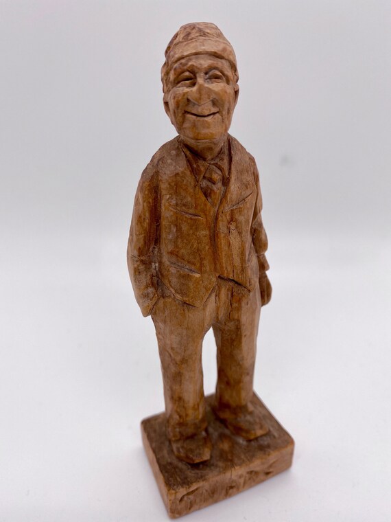 Vintage T. Marc Quebec Folk Art Wood Carving Figure Statue Man - Etsy