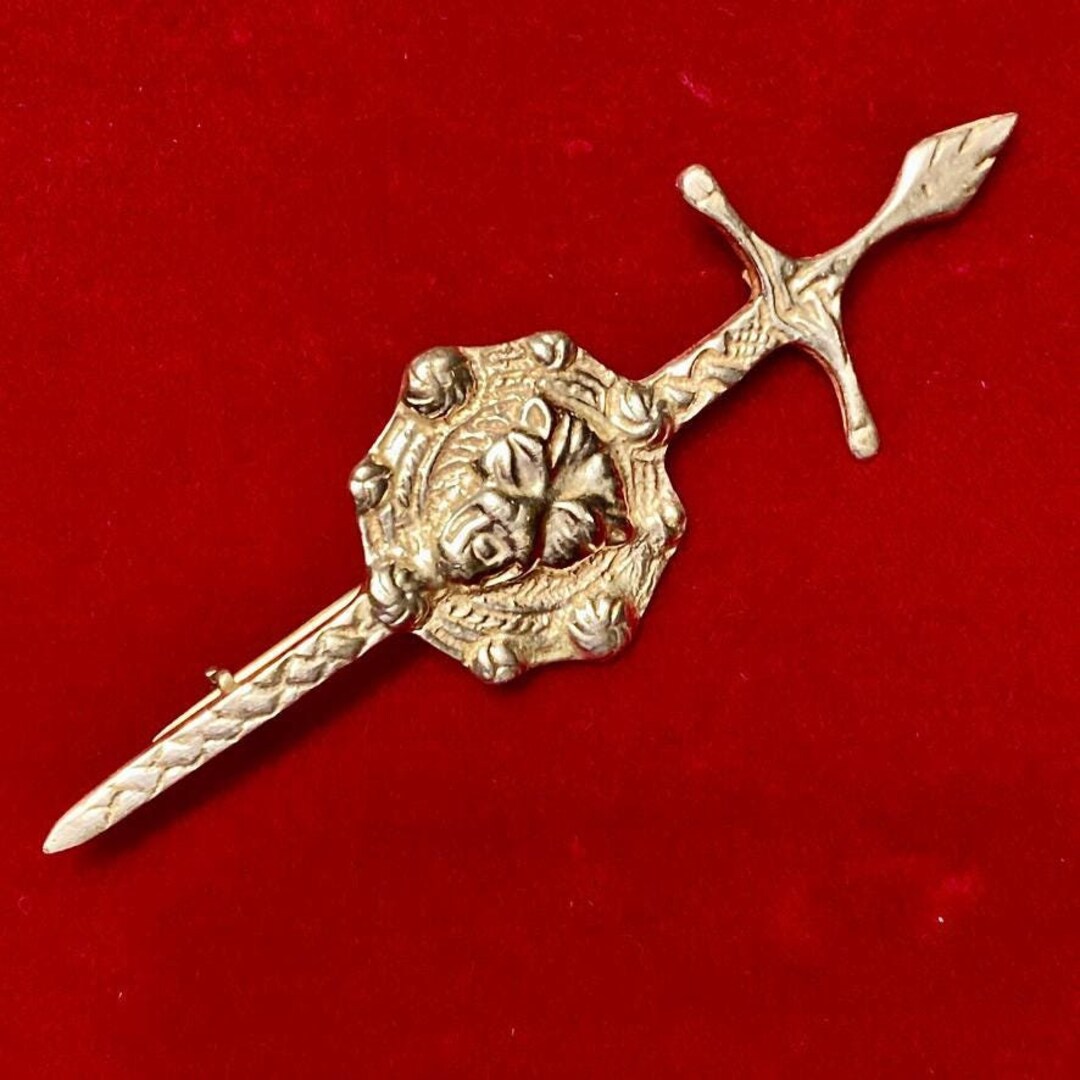 Vintage Sterling Silver Sword Pin Lions Face Shield Scottish Clan ...