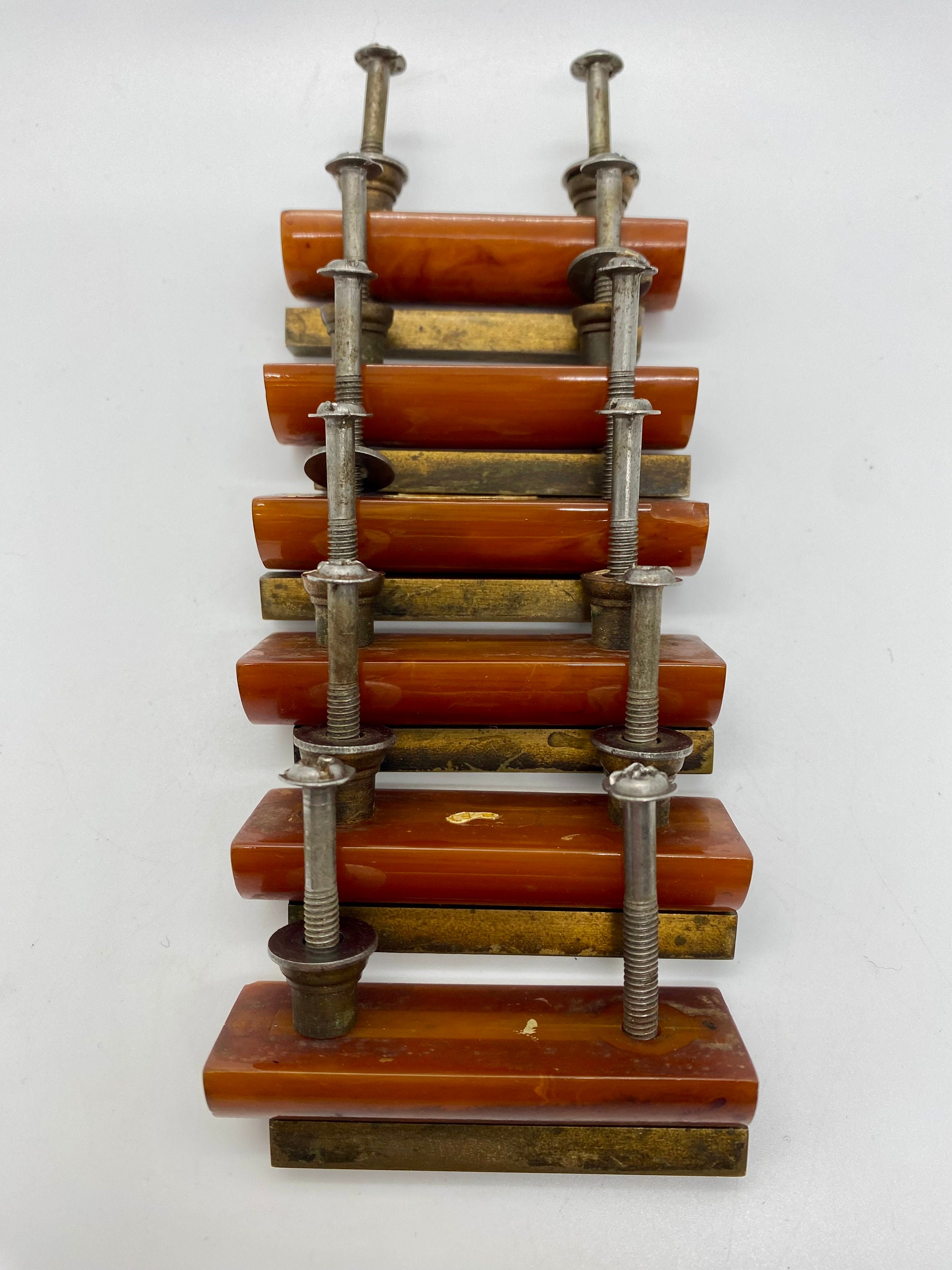 6 Vintage Bakelite Brass Drawer Pulls Handles Butterscotch Catalin Art ...