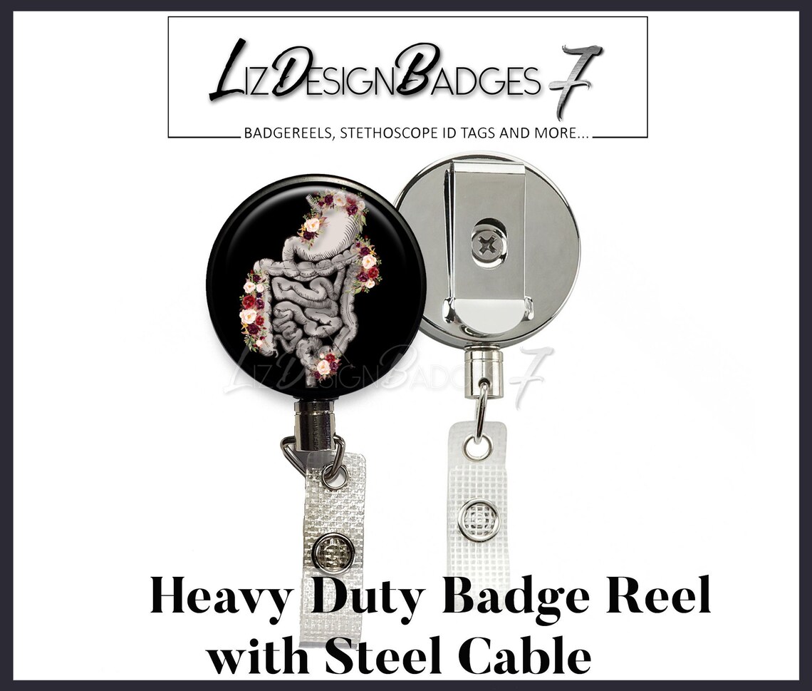 Watercolor Intestines Heavy Duty Badge Reel -gastroenterology Heavy ...