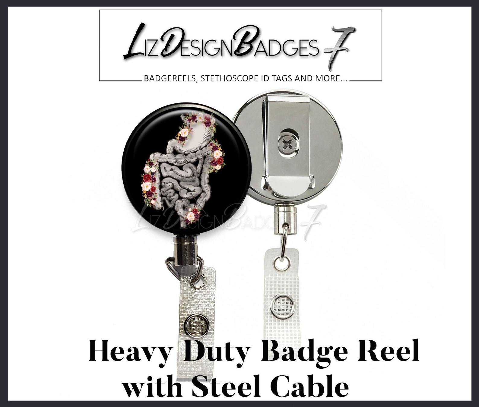 Watercolor Intestines Heavy Duty Badge Reel -gastroenterology Heavy ...