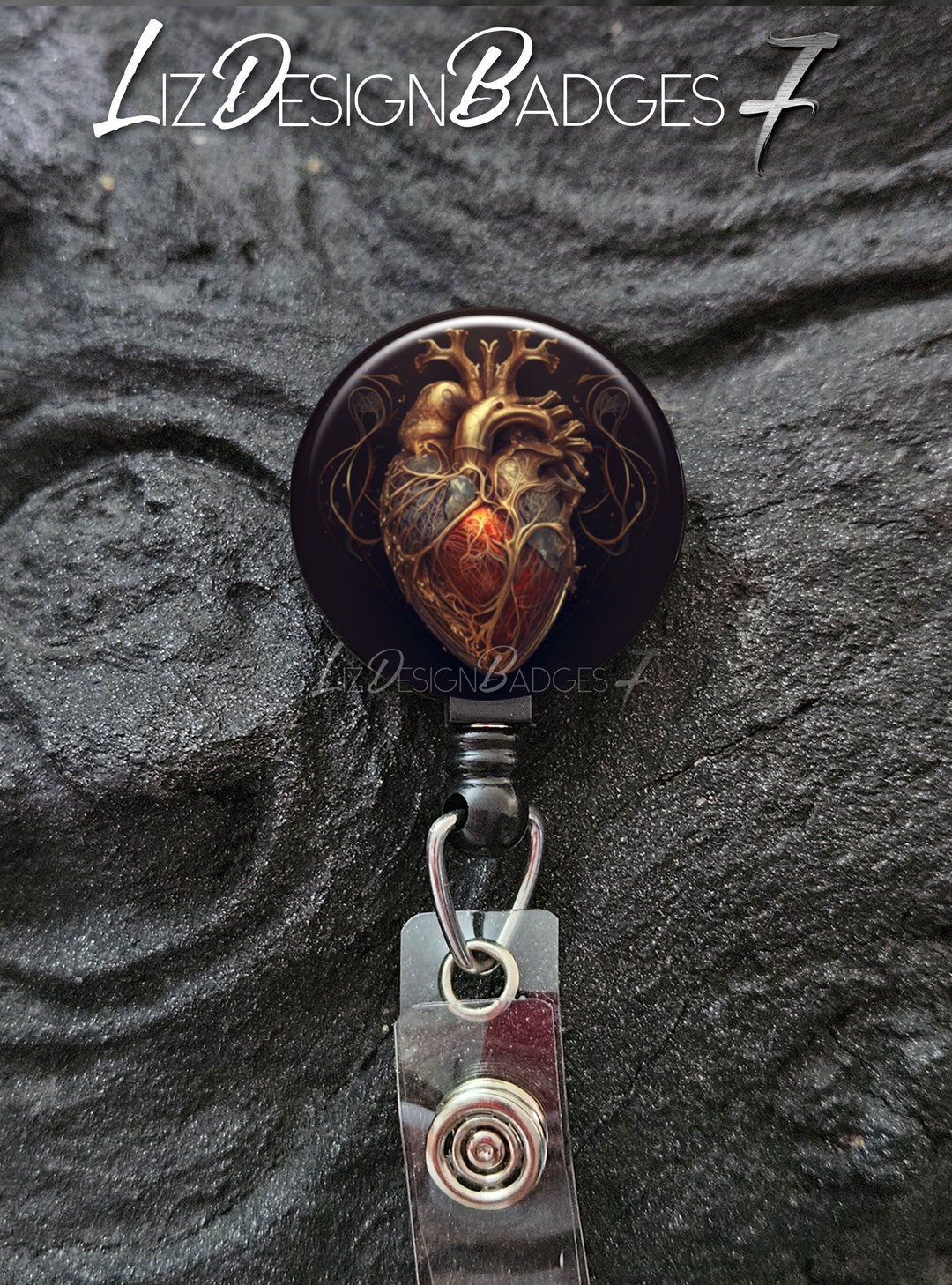 Watercolor Human Heart Badge Reel Human Heart Badge Holder - Etsy