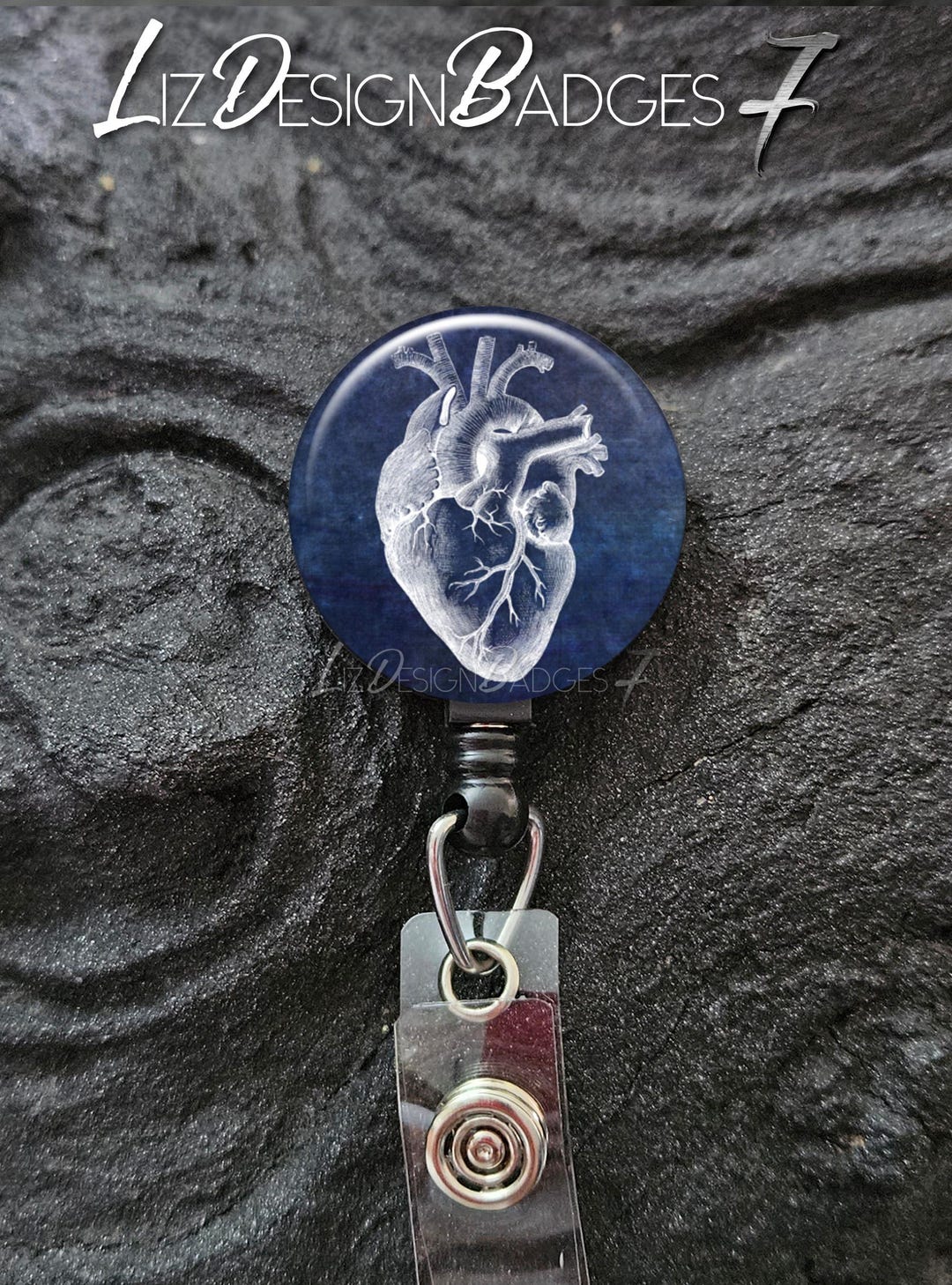 Blue Human Heart Retractable Badge Holder -heart Badge Reel -anatomical ...