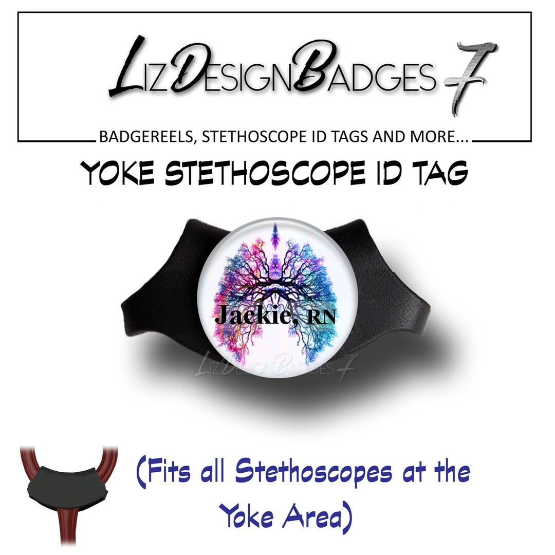 Personalized Lungs Stethoscope ID Tag - Littmann Stethoscope ID Tag ...