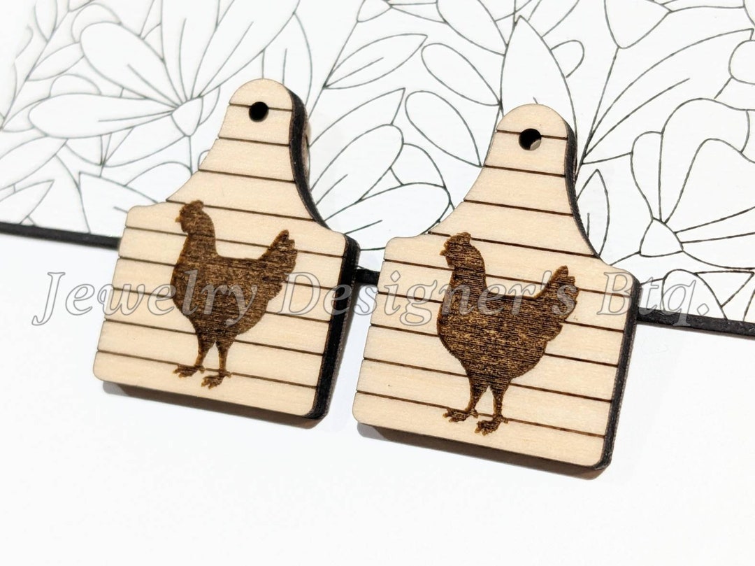 Farmhouse Chicken Engraved Wood Charms - Poultry Hen - DIY Earring ...