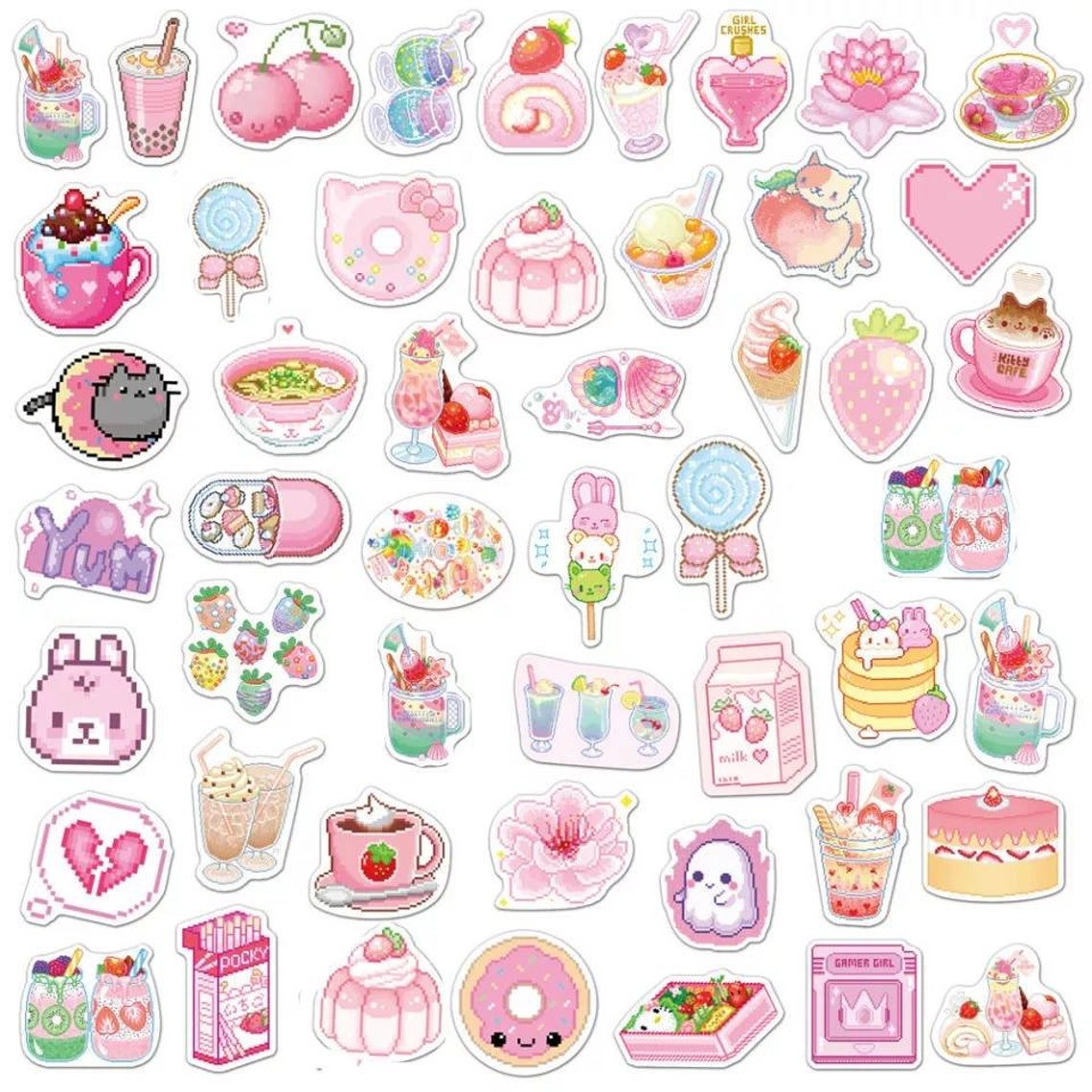 50pcs Assorted Pixelated Kawaii Vinyl Stickers - Waterproof Sticker - Etsy