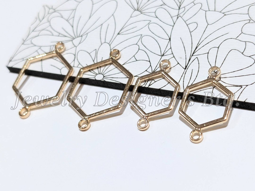 Hollow Out Hexagon Connector Charms - Open Back Bezel Blanks for Resin ...