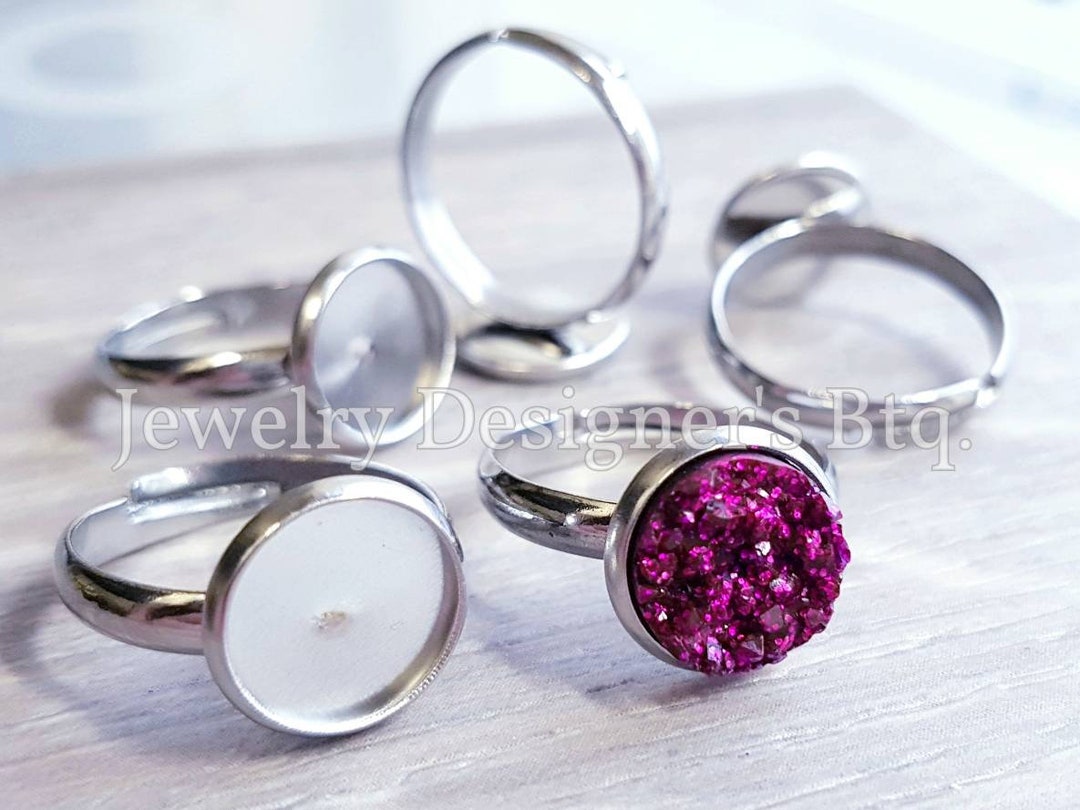 10mm Stainless Steel Adjustable Rings - Cabochon Blank Ring Settings - Etsy