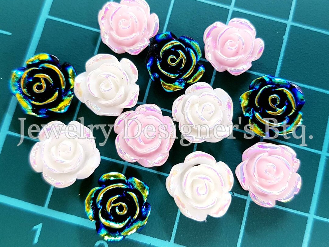 10mm Chameleon Chrome Roses Multi Color 3D Resin Flower Deco - Rose ...