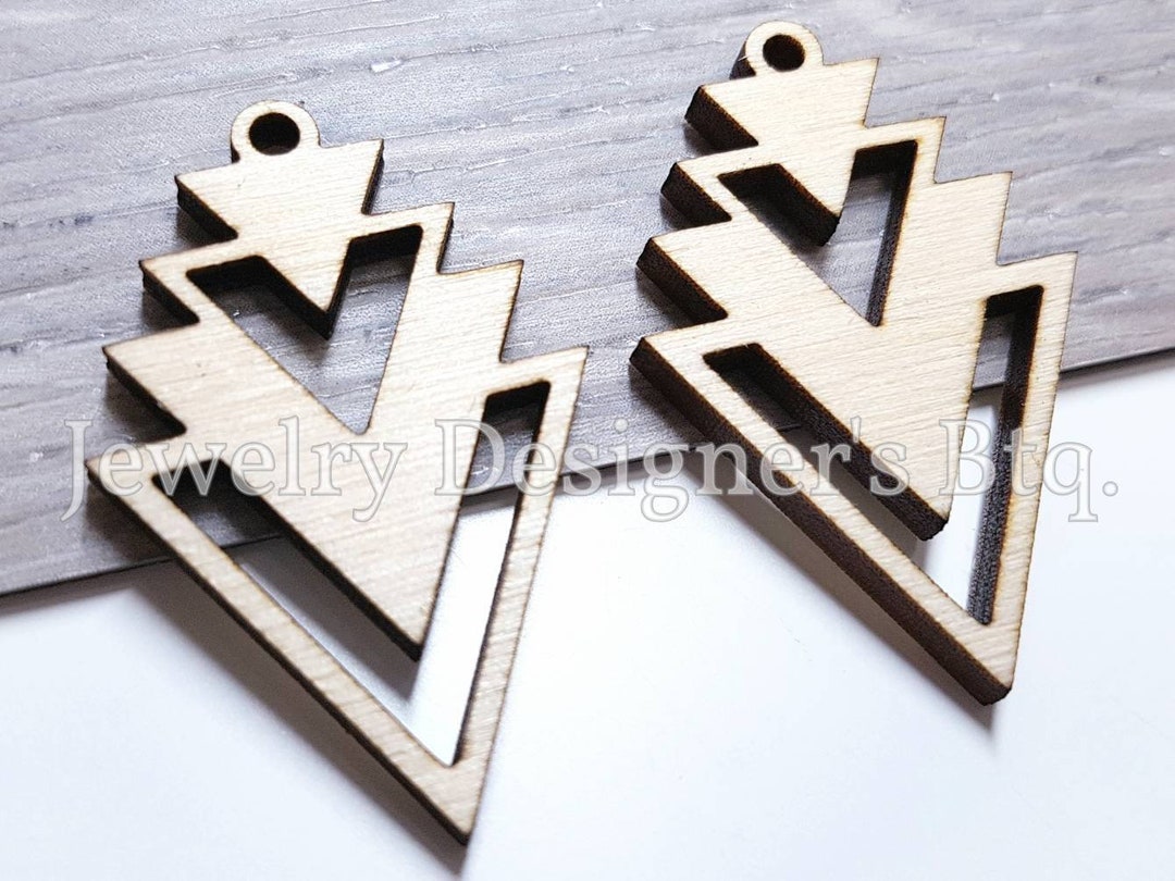 Geometric Wood Charms - Hollow Out Triangle Arrows V Shape - Semi-matte ...