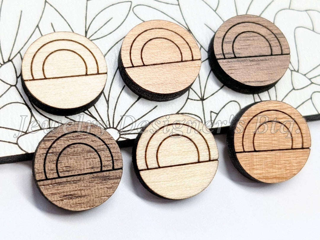 8mm Engraved Wood Cabochons - Line Art Wooden Embellishments - for DIY ...
