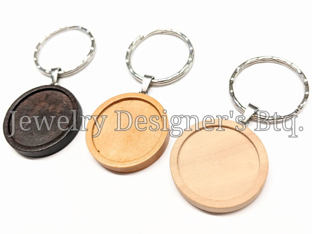 25mm Wood Keychain Blanks - Ebony Brown, Cherry, Natural Options ...