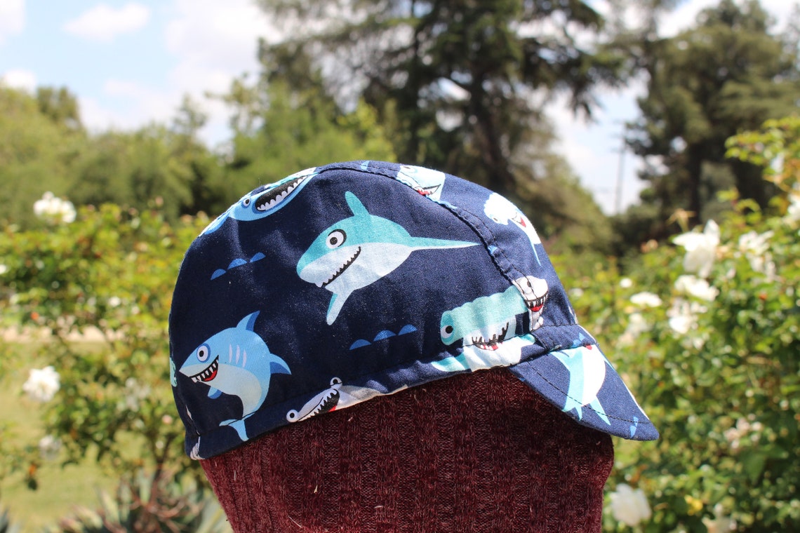 Cycling Cap Sharky Cotton Print Size M/L Handmade in USA - Etsy