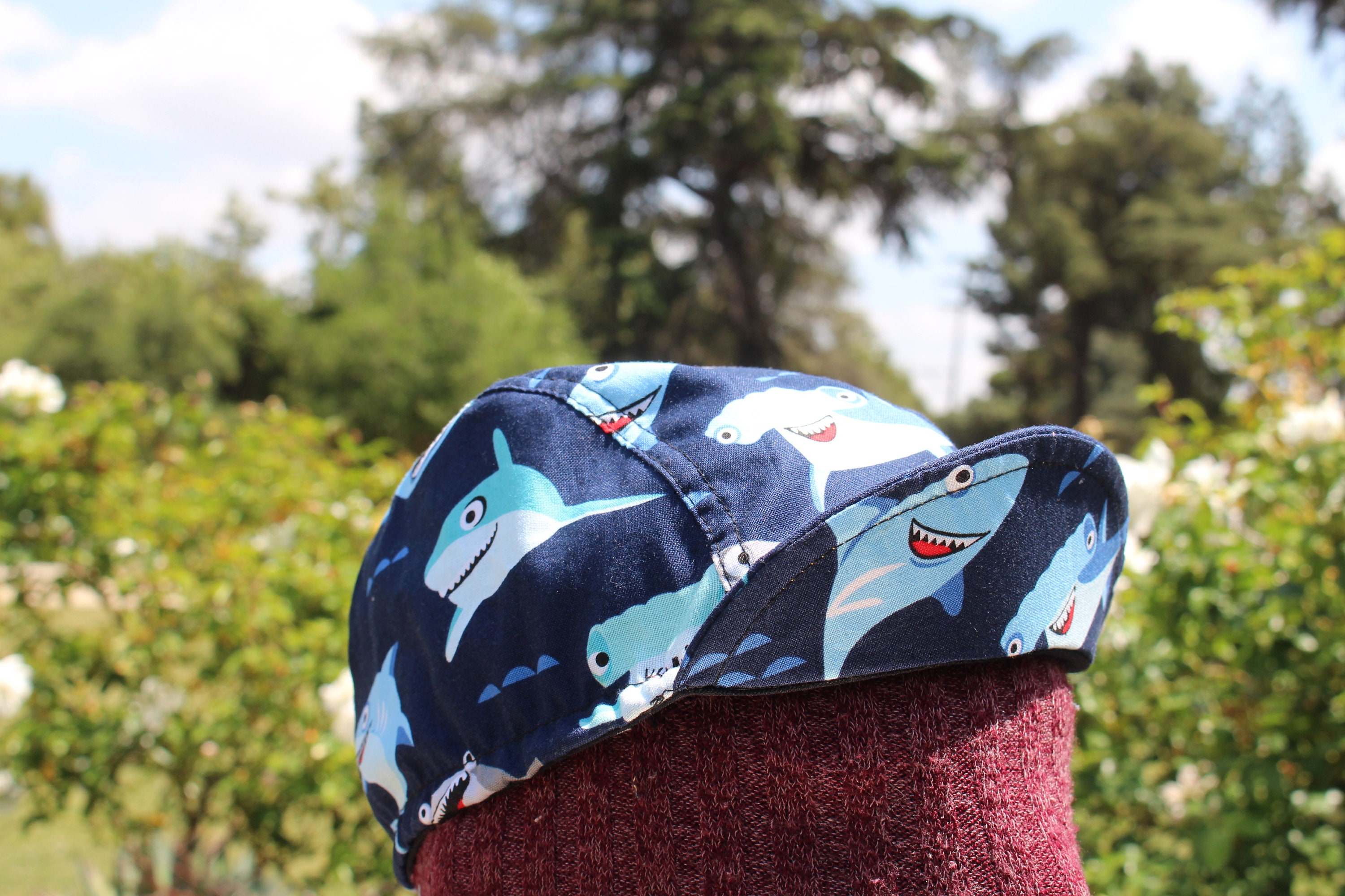 Cycling Cap Sharky Cotton Print Size M/L Handmade in USA - Etsy