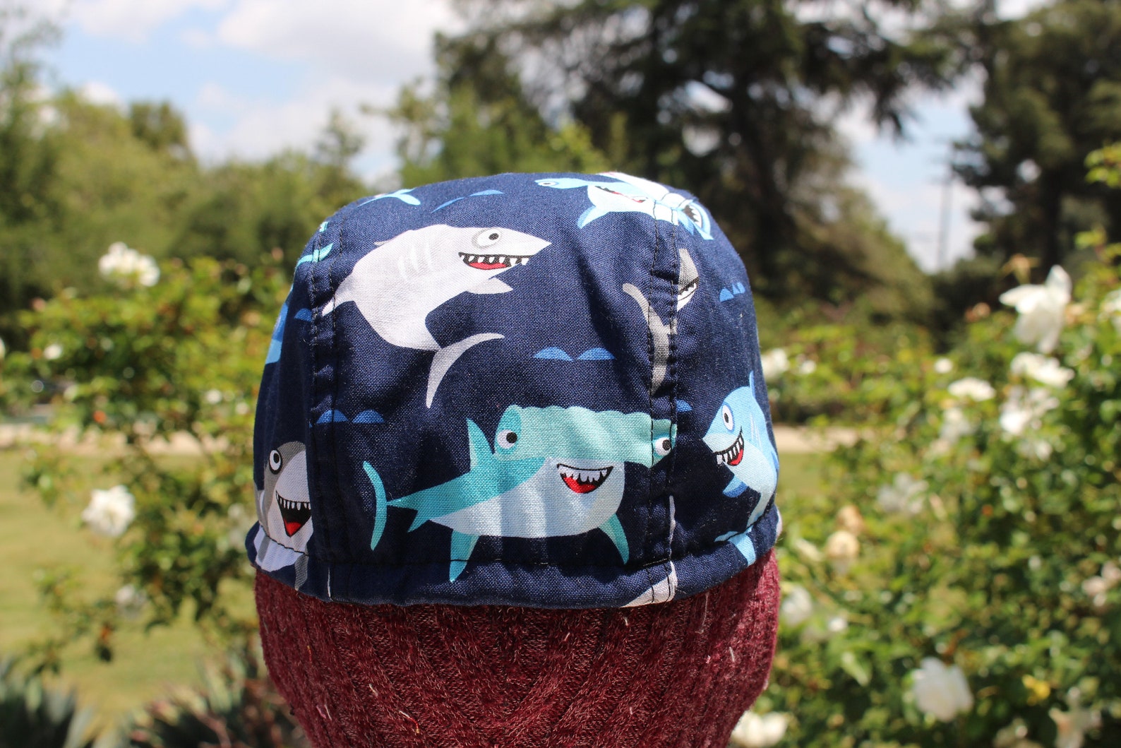 Cycling Cap Sharky Cotton Print Size M/L Handmade in USA - Etsy