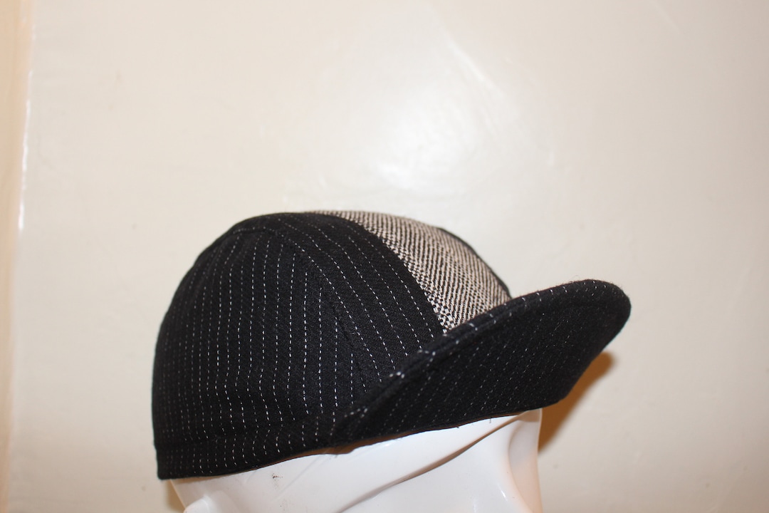 Cycling Cap Black Wool W/ Gray Strap Wool Handmade in USA S M L - Etsy