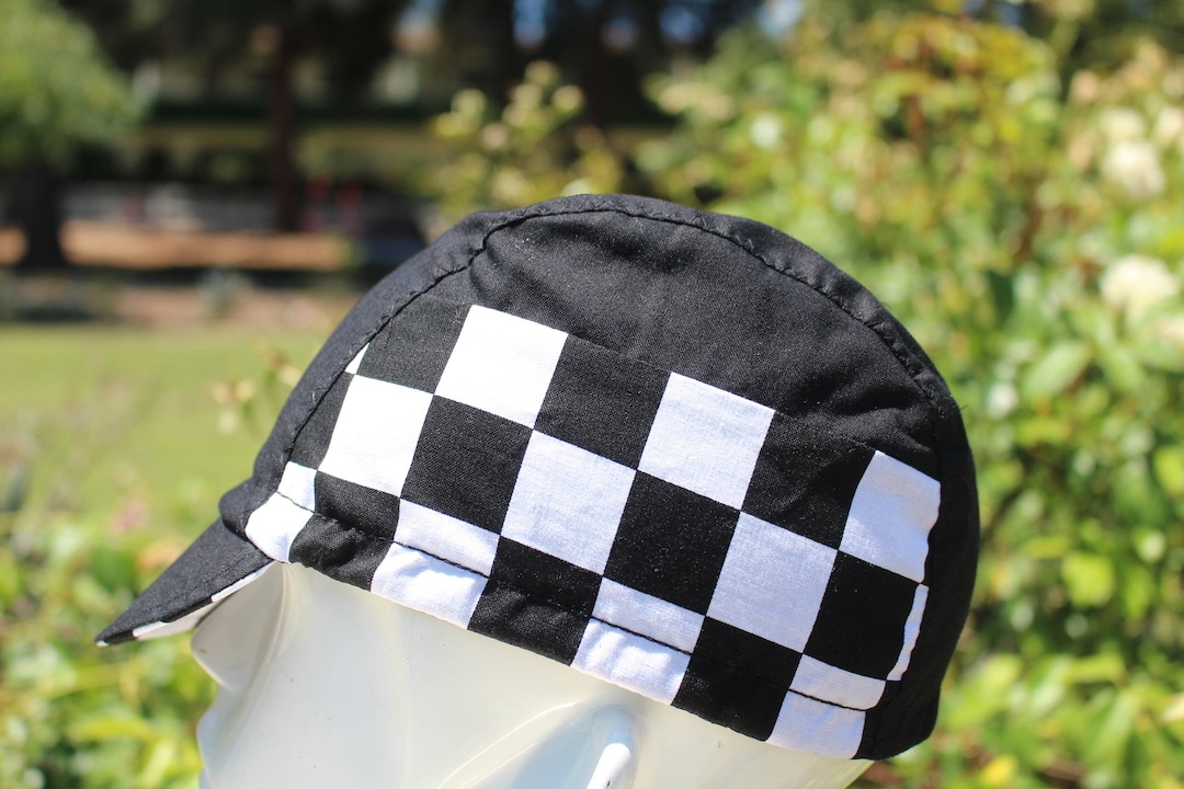 Cycling Cap Checkerboard and Black Hand Made in USA - Etsy