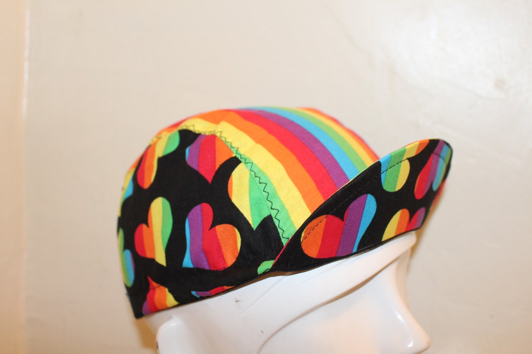 Cycling Cap Rainbow Heart Cotton Print Size M L - Etsy