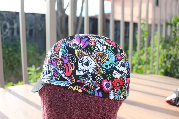 Cycling Cap La Katrina Skull Cotton Print Size M L | Etsy