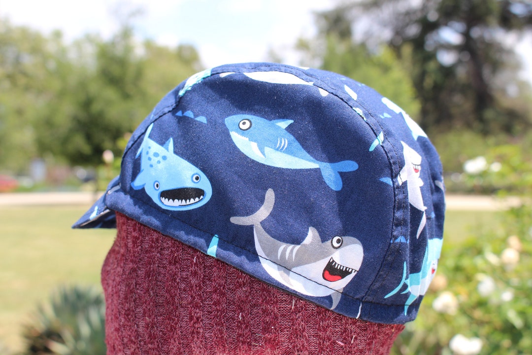 Cycling Cap Sharky Cotton Print Size M/L Handmade in USA - Etsy