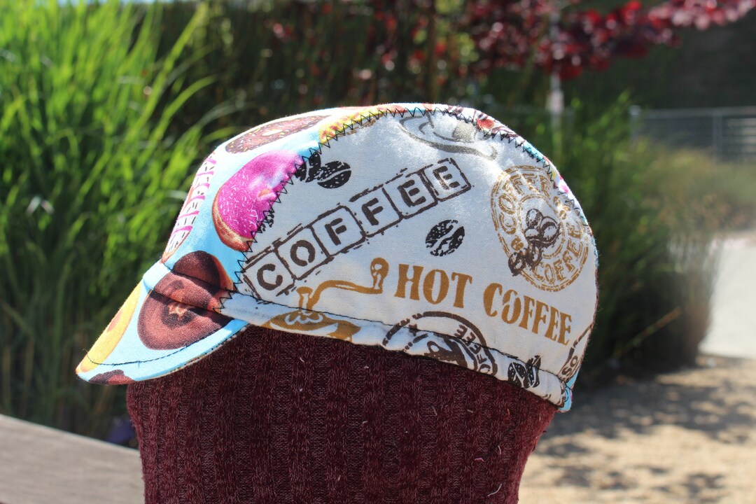 Cycling Cap Coffe and Donuts 100% Handmade in USA Size L M - Etsy