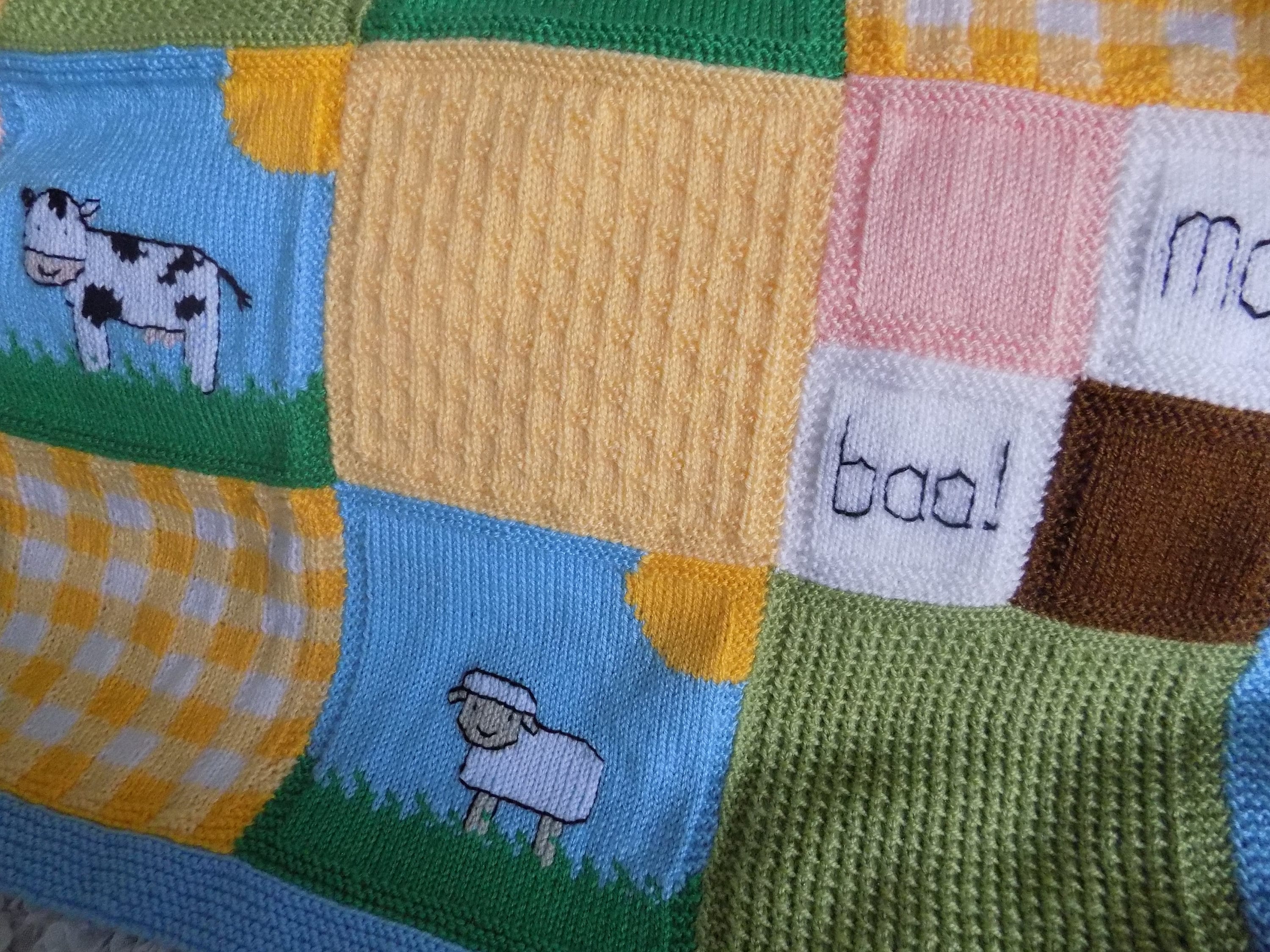 PDF KNITTING PATTERN Farmyard Animals Baby Blanket by Angela Turner - Etsy