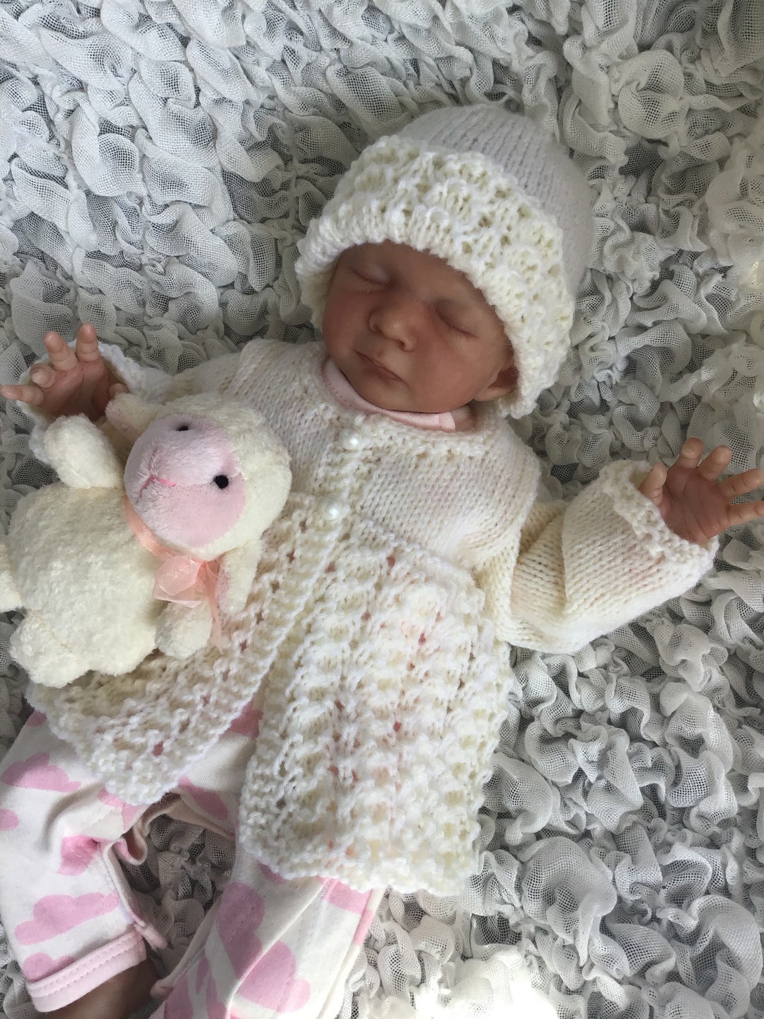 Pdf Knitting Pattern Download Lacy Cardi and Hat for Preemies 10inch ...