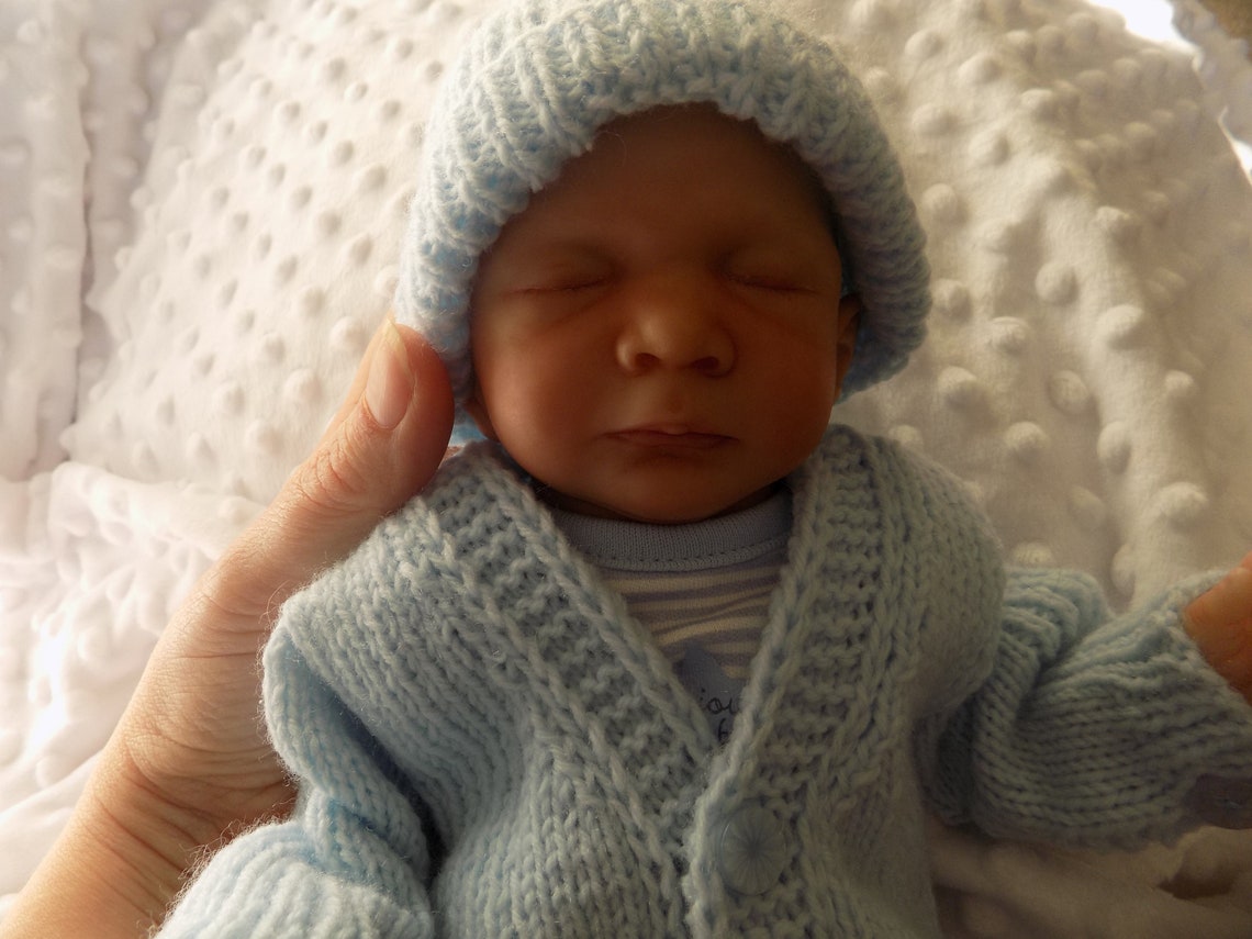 Pdf Knitting Pattern P001 Premature Baby Ribbed Cardi and Hat Set 10 ...