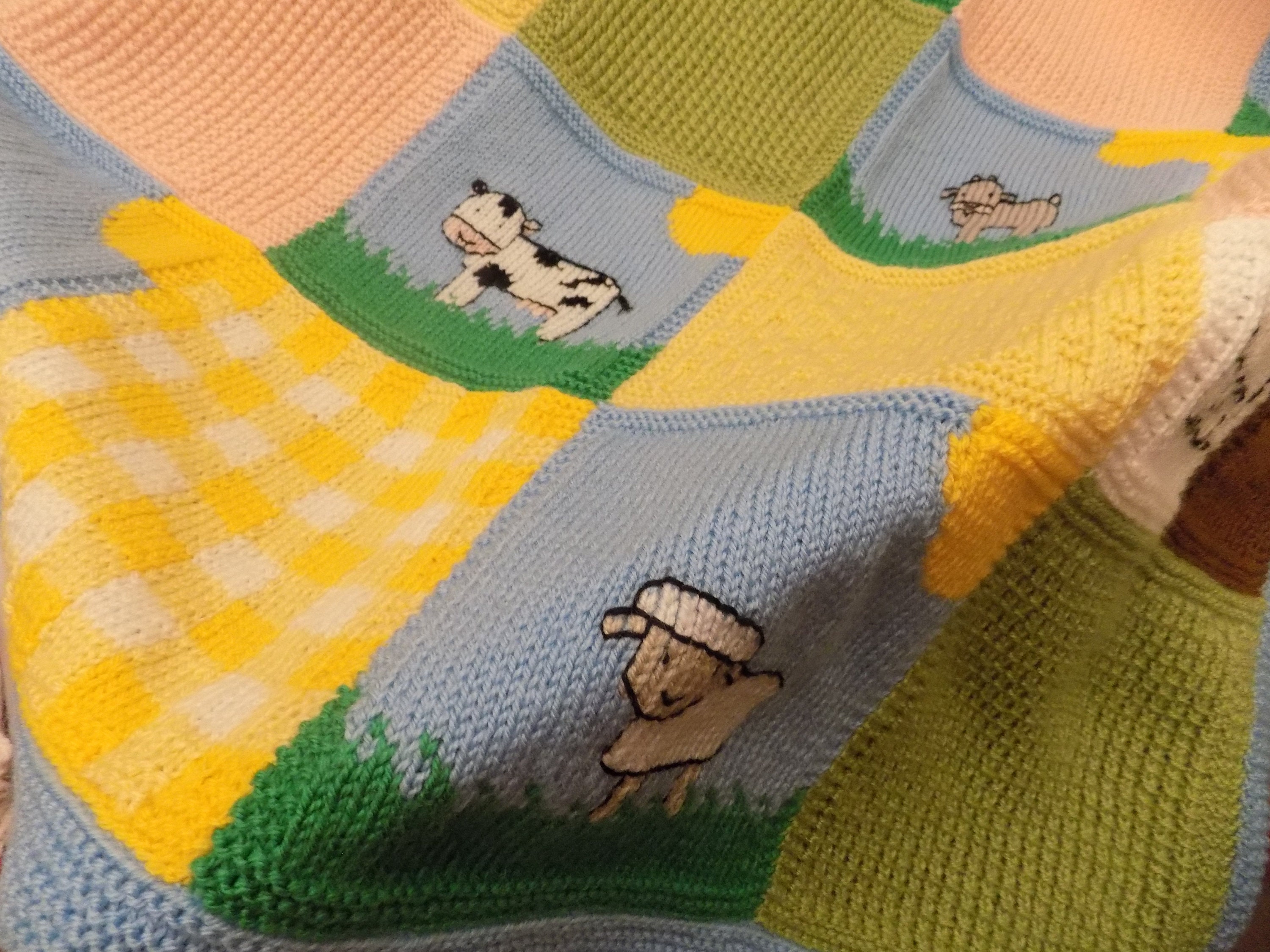 PDF KNITTING PATTERN Farmyard Animals Baby Blanket by Angela Turner - Etsy