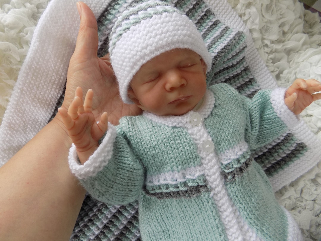 Pdf Knitting Pattern Download for Premature Baby Cardi Coat, Blanket ...