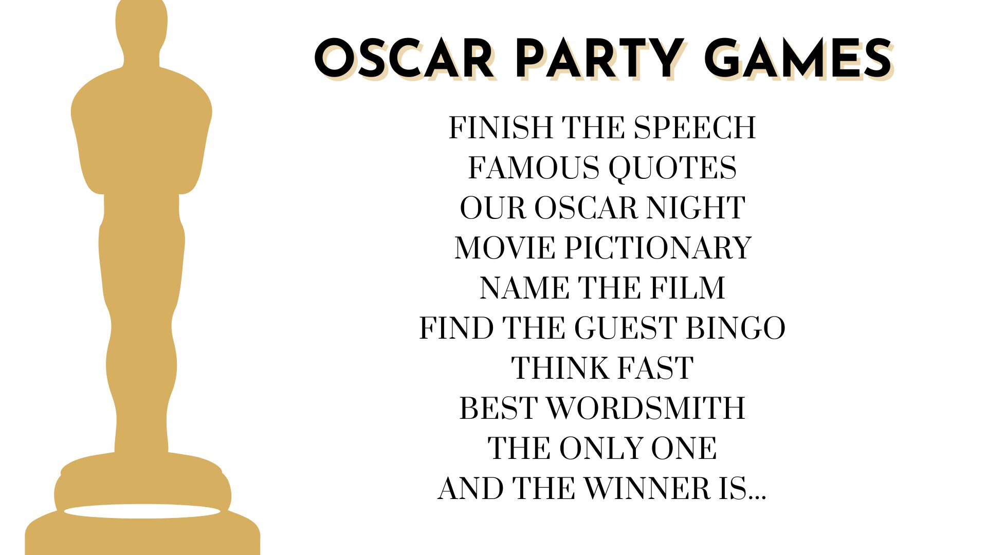 Oscar Night Party Game Pack Trivia Bingo Pictionary Digital Download ...