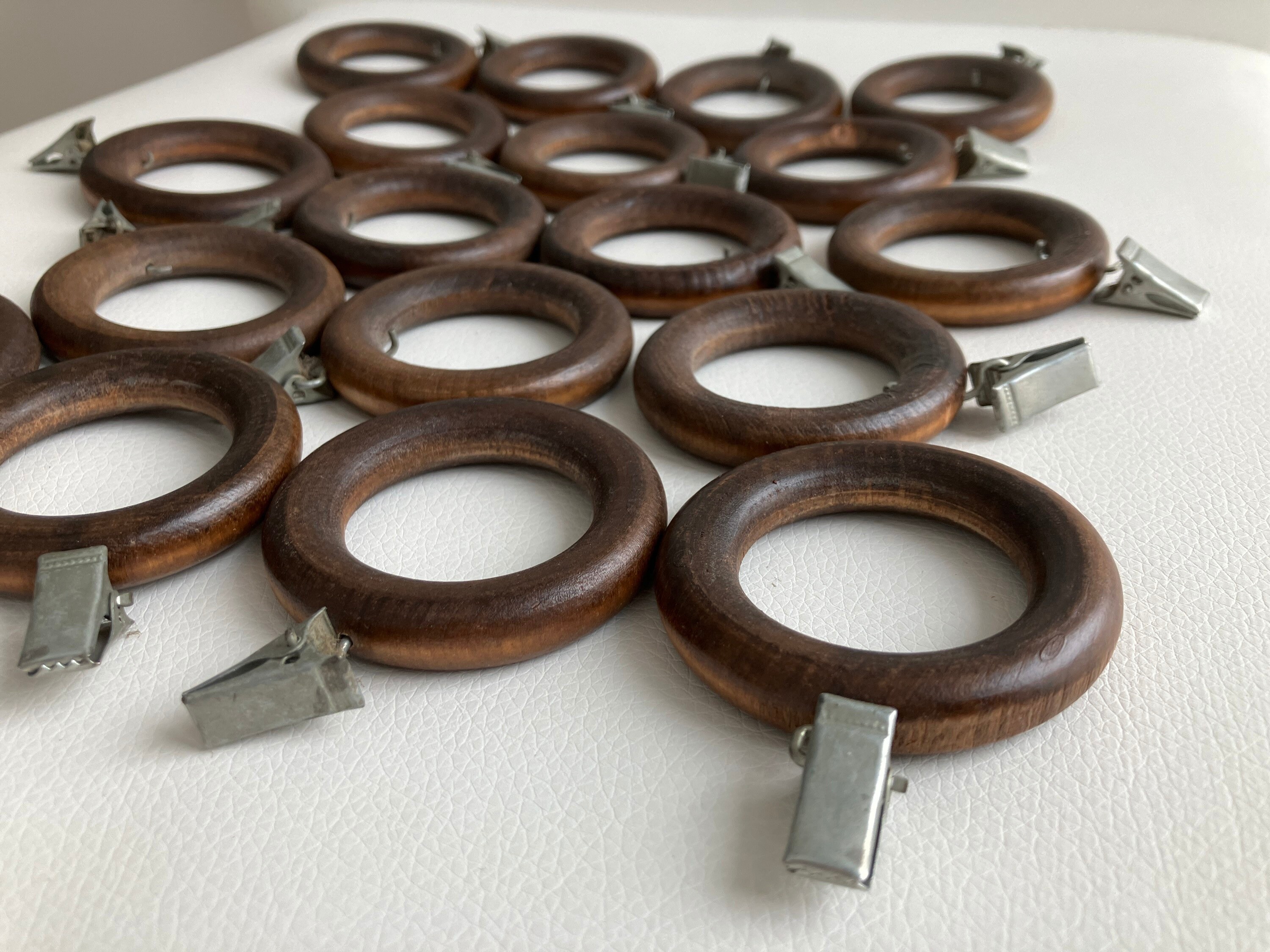18 Wood Curtain Rings, Vintage Brown Wooden Curtain Rings, Wooden ...