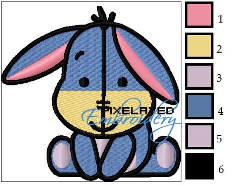 Eeyore Embroidery Design Pattern Filled In - Etsy