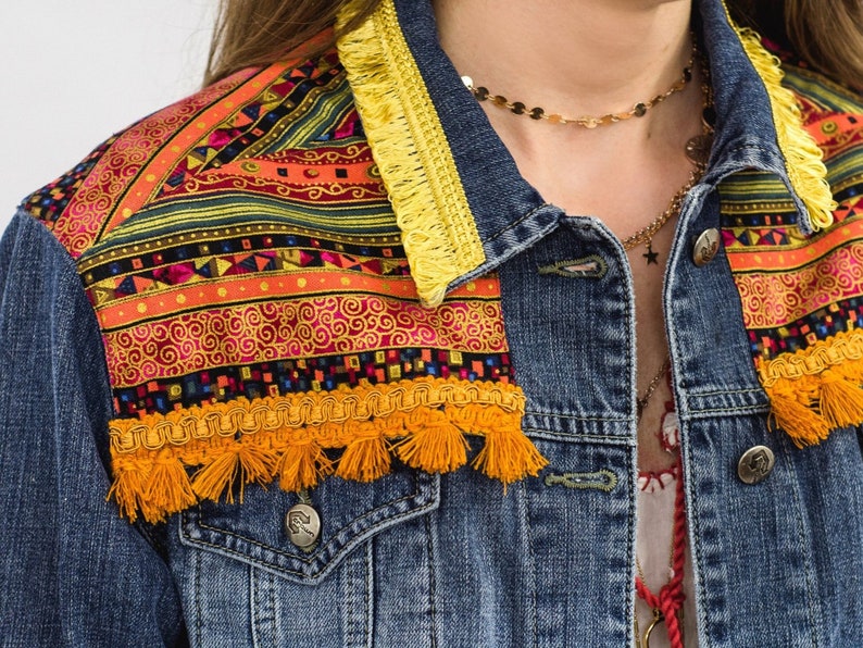 Embellished Jacket Boho Coat Bohemian Denim Custom | Etsy
